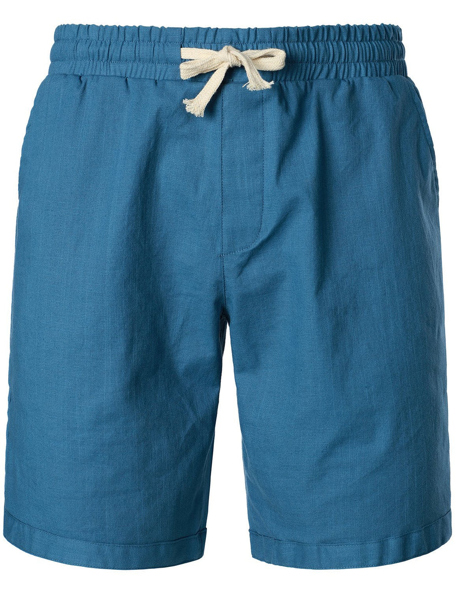 Short décontracté en lin et coton pour hommes, taille élastique, ample ...