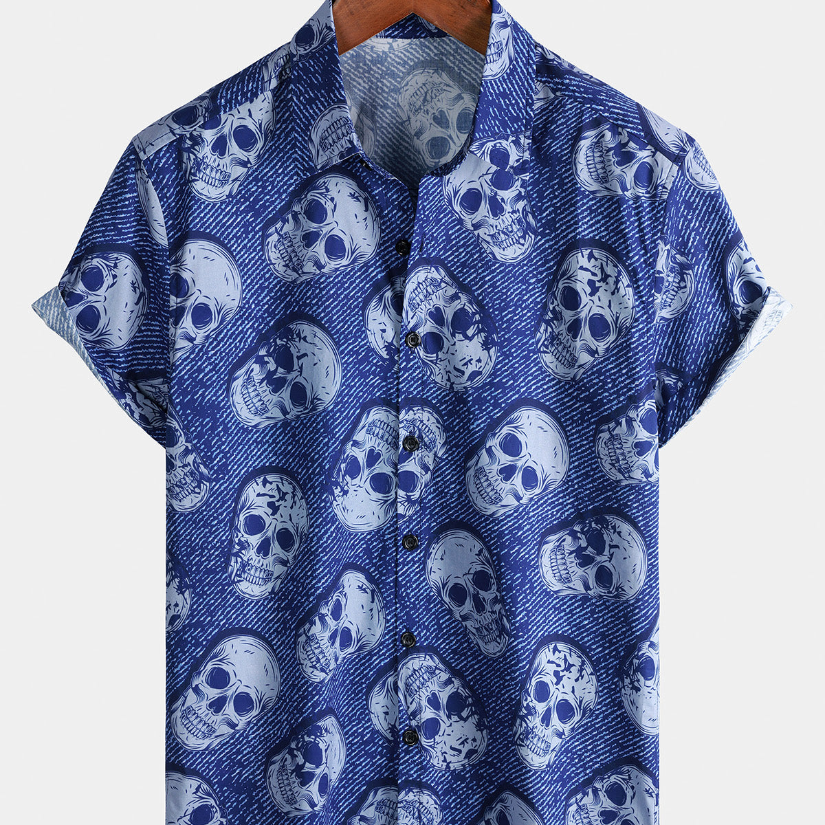 Chemise Homme Skull Punk Rock Hawaïenne Manches Courtes – gomenin